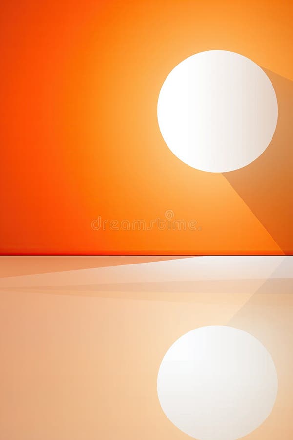 A Warm, Minimalist Interior with a Bright Circular Light Reflecting Off ...