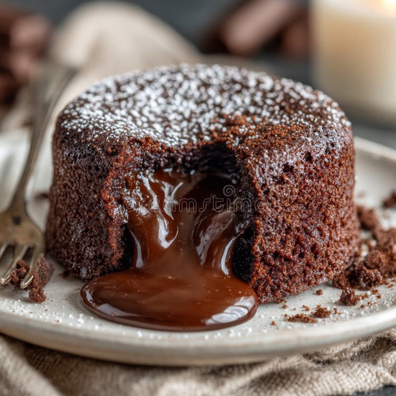 Warm Molten Chocolate Lava Cake with Melted Center Stock Illustration ...