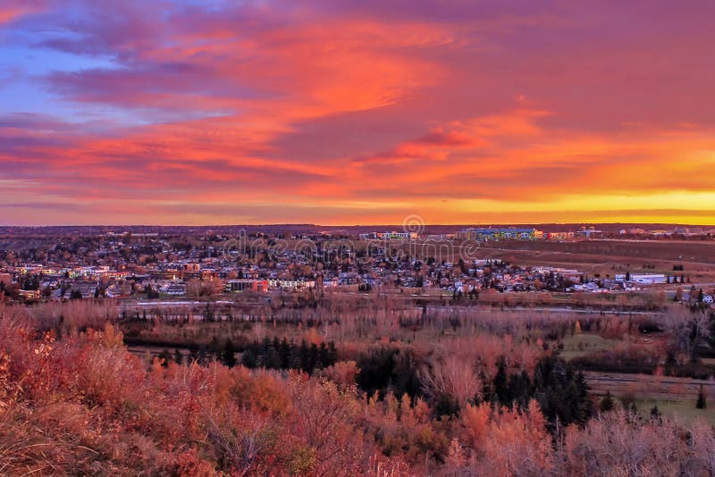 Warm Morning Sunrise Over Calgary Stock Photo - Image of calgary ...