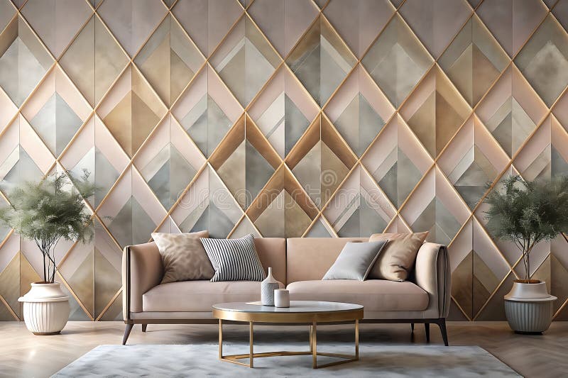 Warm Neutrals and Diamond Shapes Create an Inviting Room Stock Image ...