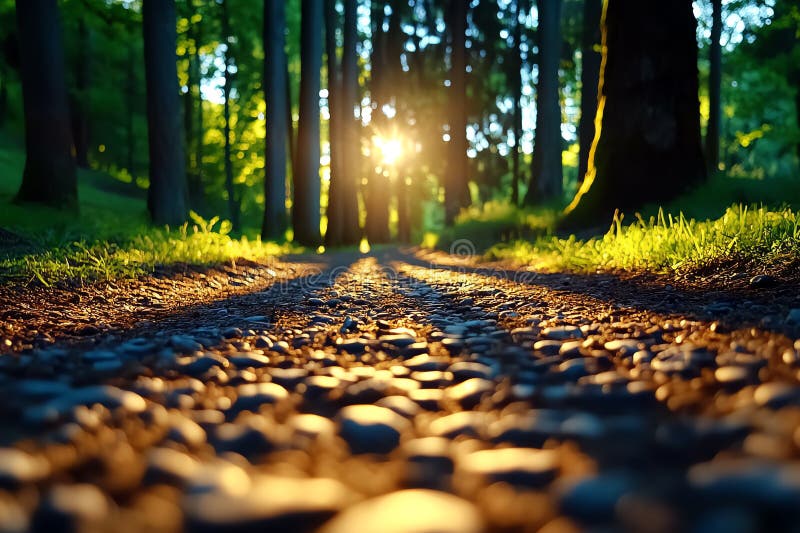 A Warm, Nostalgic Scene of Amber Light Filtering through the Trees at ...