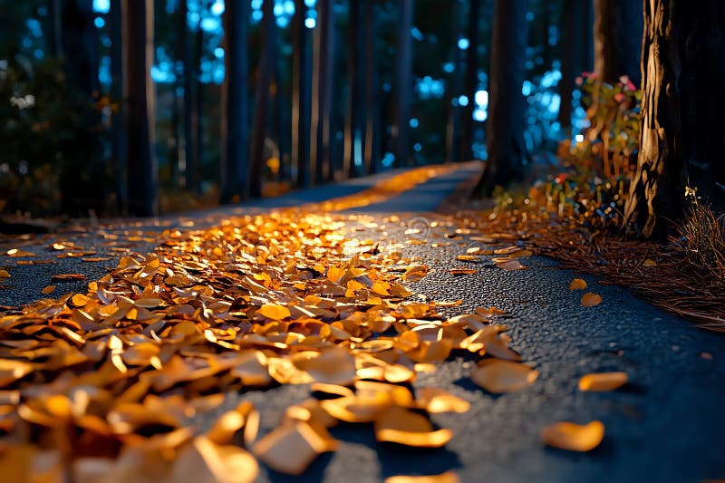 A Warm, Nostalgic Scene of Amber Light Filtering through the Trees at ...