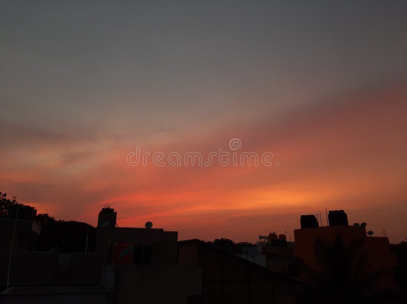 Warm Orange Sunset after Easter Stock Photo - Image of building, easter ...