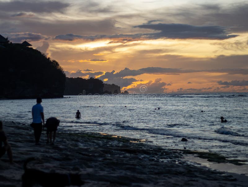 Warm Orange Sunset Setting Over the Calm Sea Stock Photo - Image of ...