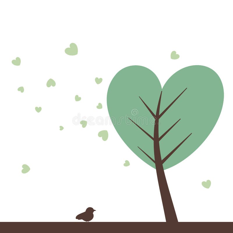 Warm Pastel Heart Tree with Heart Leaves Cute Illustration Stock Vector ...