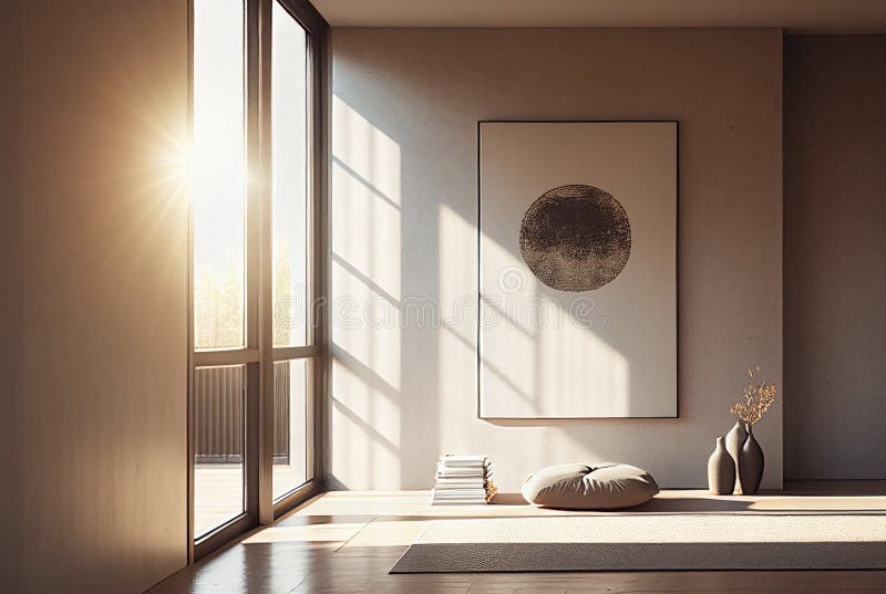 Warm Peaceful Zen Room - Generative AI Stock Illustration ...