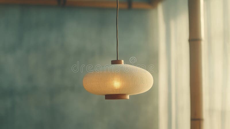 Warm Pendant Lighting Accentuates the Serene Japandi Interior, Blending ...