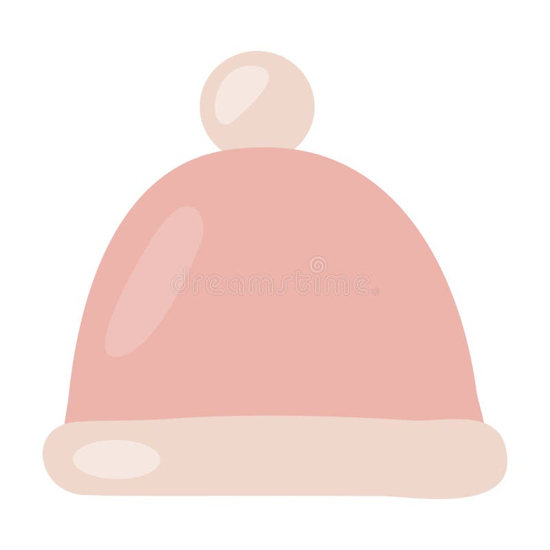 Warm Pink Winter Hat with Pompom, Flat Vector Stock Vector ...