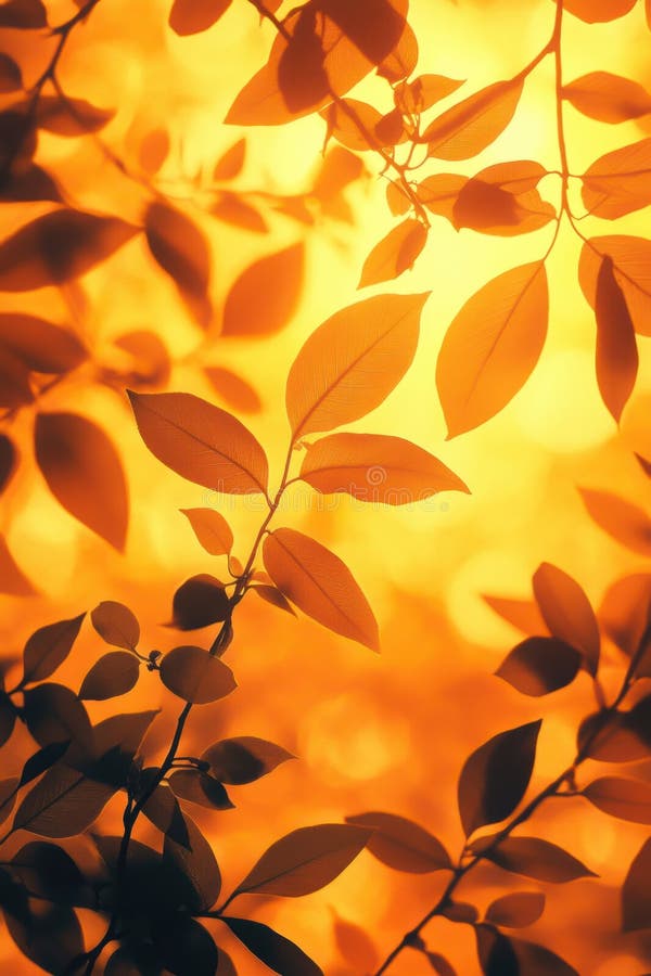 Warm Plant Silhouettes, this Image Features a Background with ...
