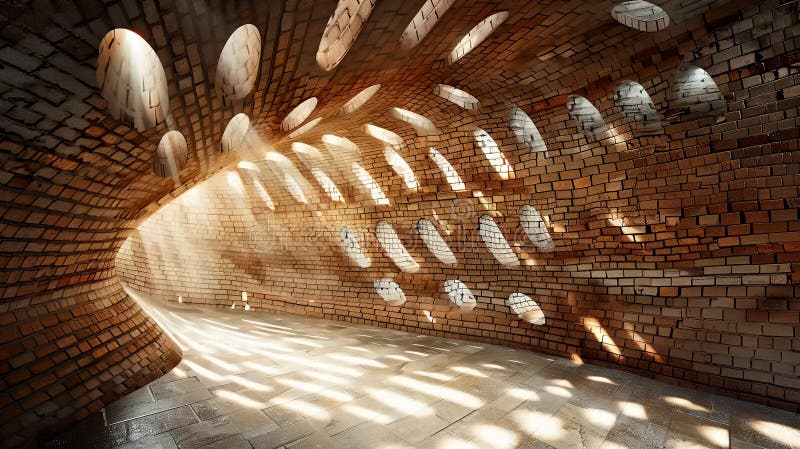 Sunlight Streaming through Unique Brickwork in a Modern Architectural ...