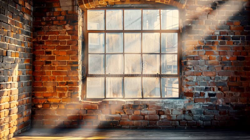 Sunlight Streaming through a Rustic Window in an Old Brick-walled Room ...