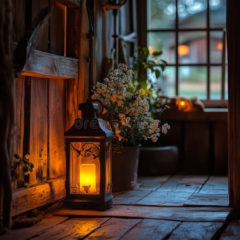 A Warm, Rustic Barn with Glowing Lantern Light, Evoking Nostalgia ...