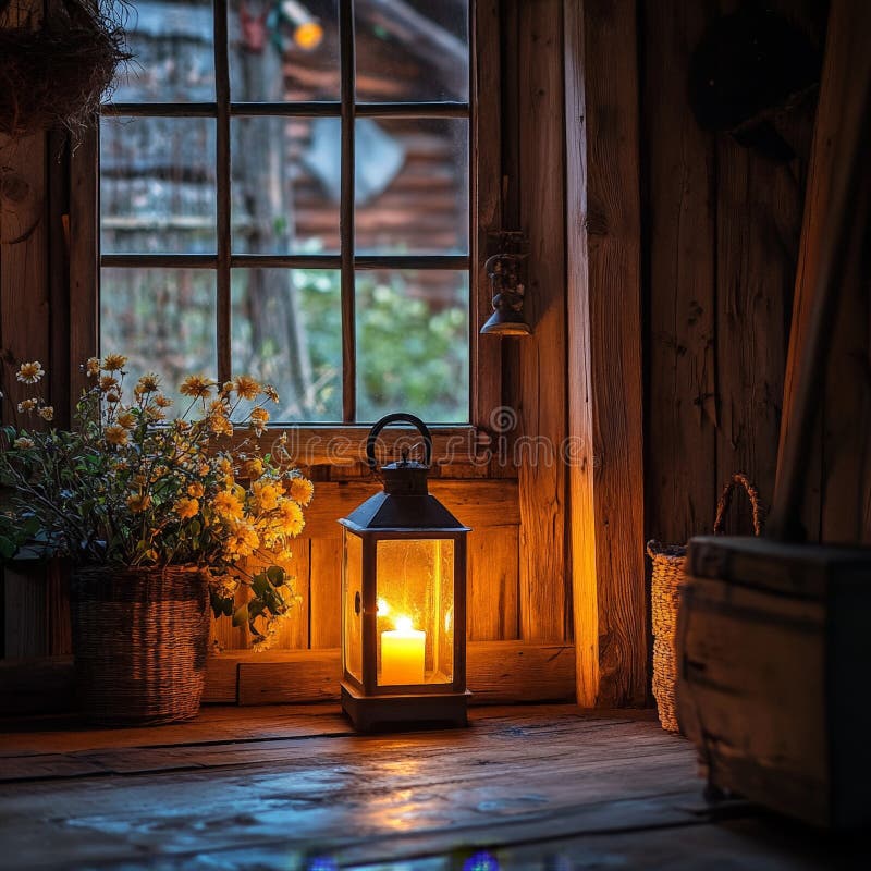 A Warm, Rustic Barn with Glowing Lantern Light, Evoking Nostalgia ...
