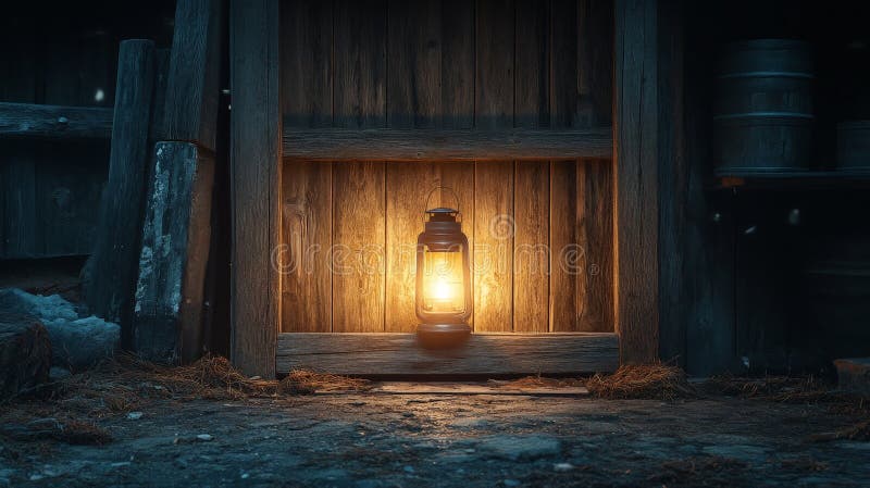 A Warm, Rustic Barn with Glowing Lantern Light, Evoking Nostalgia ...