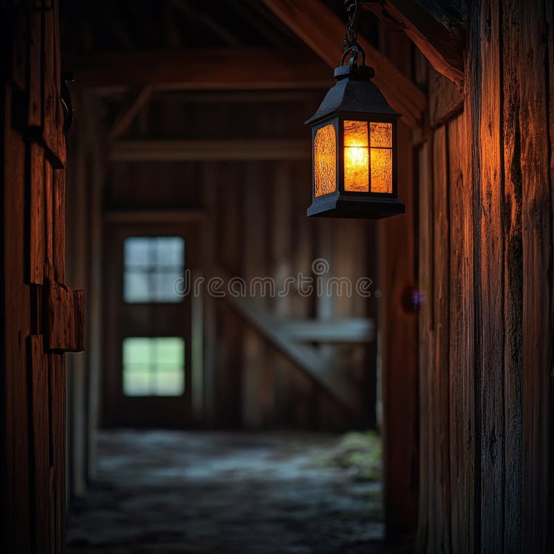 A Warm, Rustic Barn with Glowing Lantern Light, Evoking Nostalgia ...
