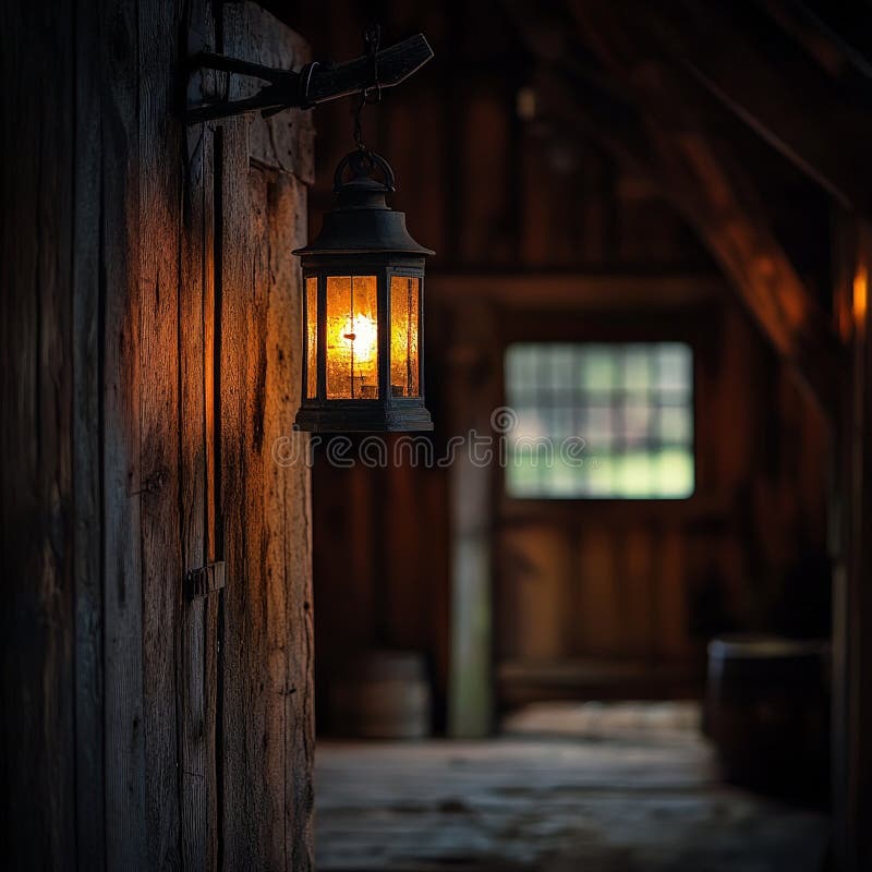A Warm, Rustic Barn with Glowing Lantern Light, Evoking Nostalgia ...