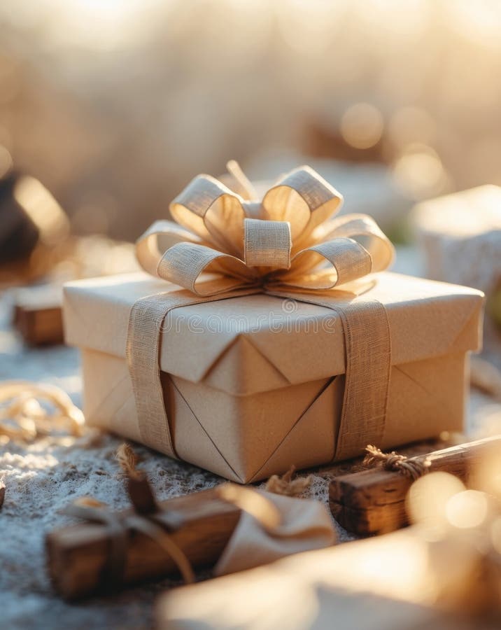 Warm Rustic Gift with Cheerful Mood and Lighting. Stock Image - Image ...