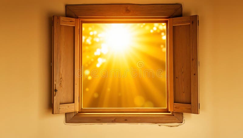 Warm Rustic Window with Golden Light Stock Illustration - Illustration ...