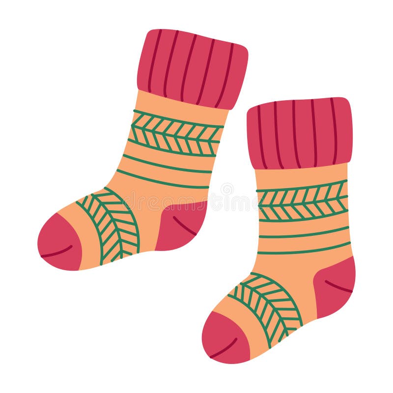 Warm Socks. Hand Drawn Flat Style Isolated Colorful Socks Stock Vector ...