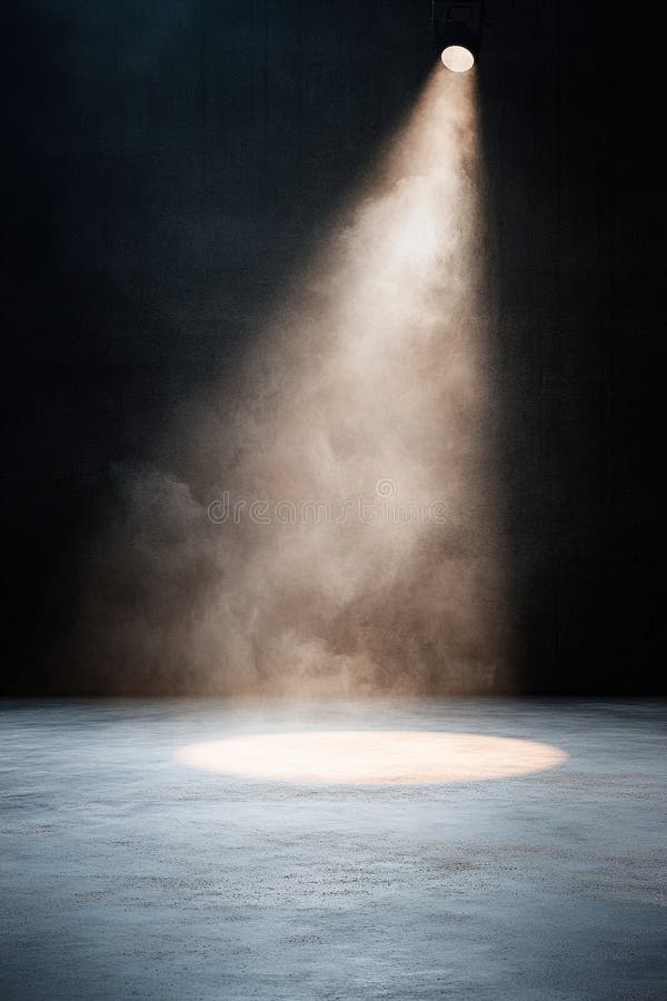A Warm Spotlight Casts a Gentle Glow on a Textured Gray Floor ...