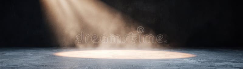 A Warm Spotlight Shines Down, Creating a Circular Glow on a Gray Floor ...