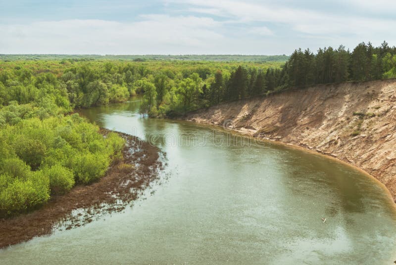 Steep Sandy Cliffs of the Neris River in Lithuania Stock Photo - Image ...