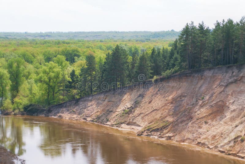 Steep Sandy Cliffs of the Neris River in Lithuania Stock Photo - Image ...