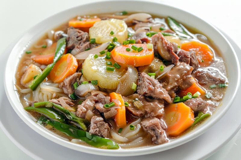 Warm and Steaming Chicken Broth with Vegetables and Chunks of Meat ...