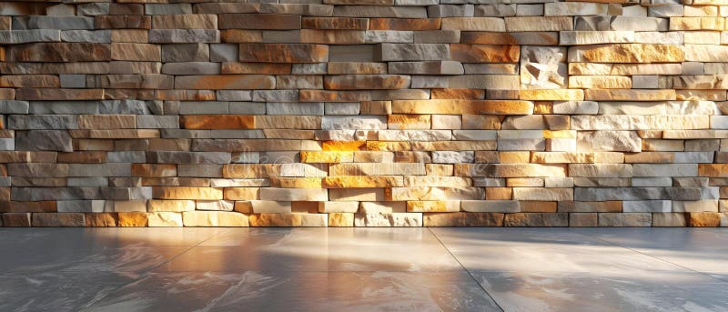 Warm Stone Wall Interior with Sunlight - Minimalist Design Space ...