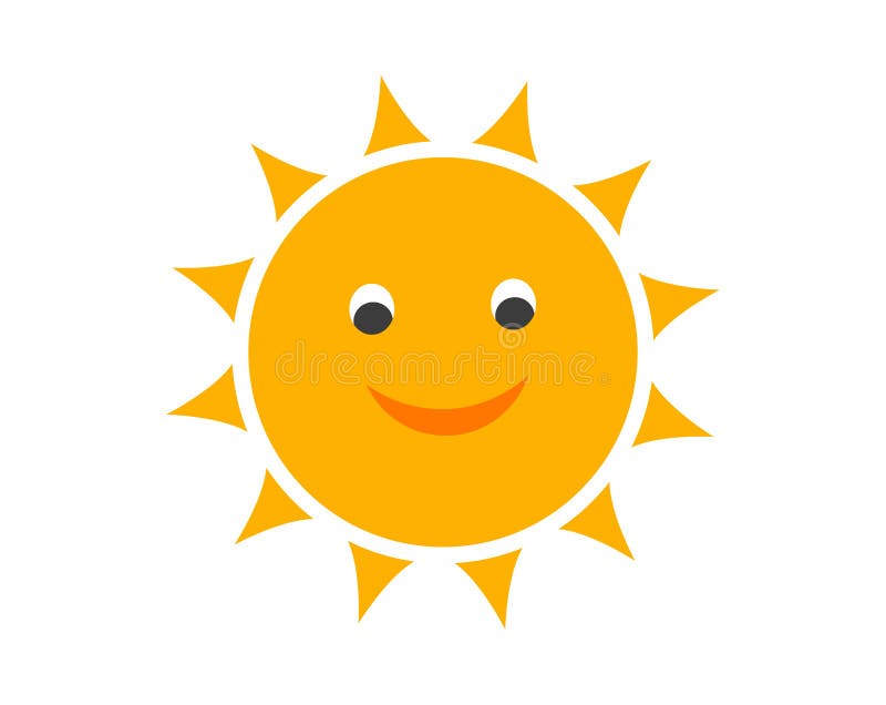 Warm Summer Sun Looking Down. Cute Sun with Eyes and Smile Stock Vector ...