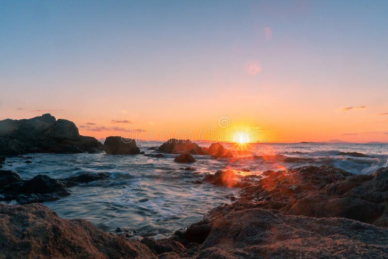 Warm Summer Sunset at the Sea Stock Photo - Image of glowing, color ...