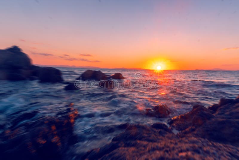 Warm Summer Sunset at the Sea Stock Photo - Image of beauty, scenic ...