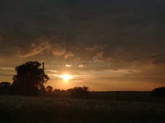 Warm Summer Sunset in the Village Stock Image - Image of summer ...