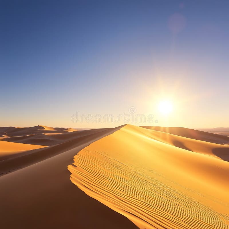 Warm Sun on Gobi Desert Sand Dunes Stock Illustration - Illustration of ...