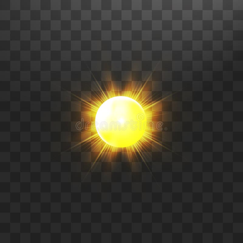 Warm Sun on a Transparent Background. Summer. Glare. Solar Rays. Stock ...