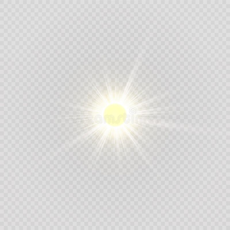 Warm Sun on a Transparent Background. Summer. Glare. Solar Rays. Stock ...