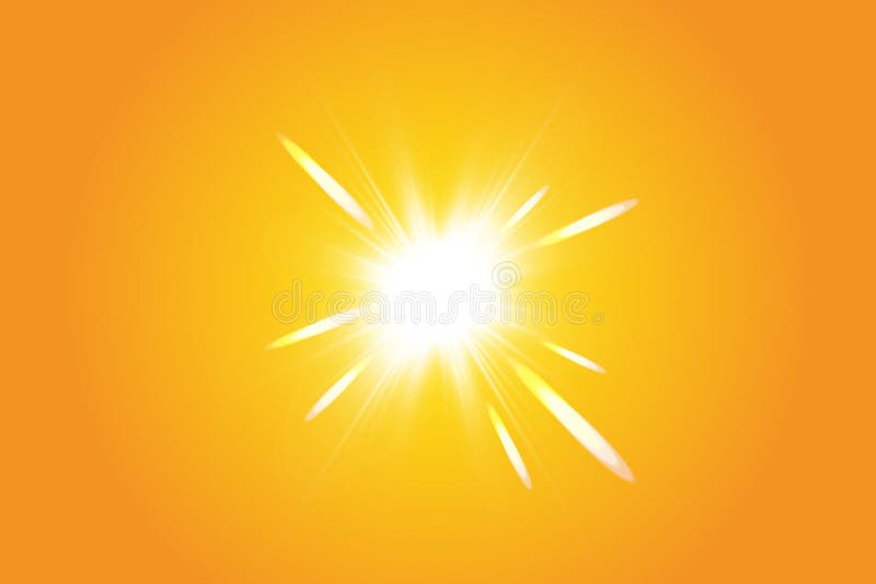 Warm Sun on a Yellow Background. Summer. Glare. Solar Rays. Stock ...