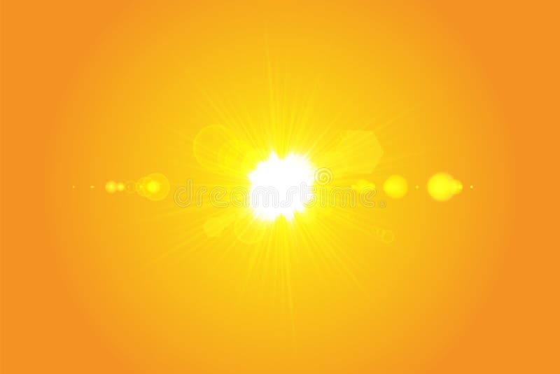 Warm Sun on a Yellow Background. Summer. Glare. Solar Rays. Stock ...