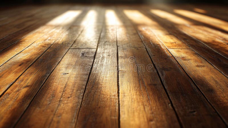 Warm Sunlight Beams on Brown Wooden Floor Stock Illustration ...