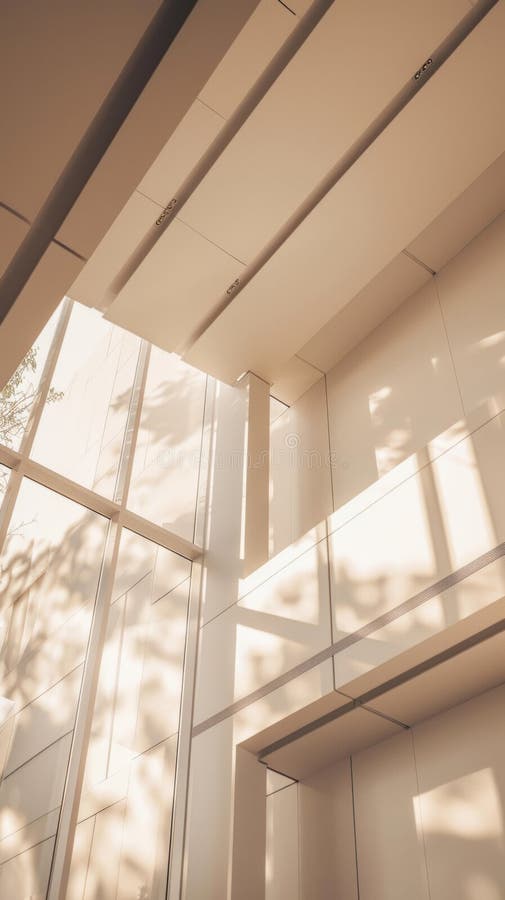Warm Sunlight Casting Shadows through Modern Windows Stock Photo ...