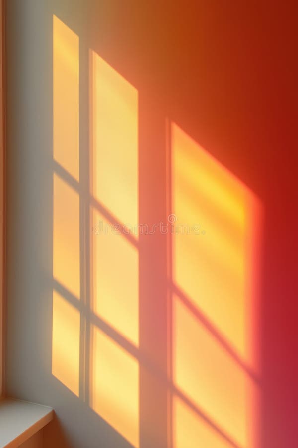 Warm Sunlight Casting Window Shadow on Wall, Creating Cozy Ambiance ...