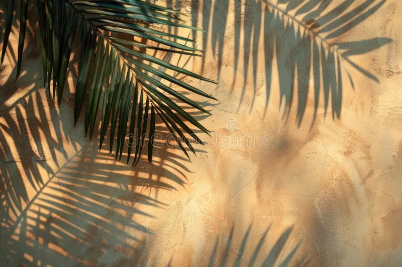 Tropical Palm Shadows on Textured Wall Stock Illustration ...
