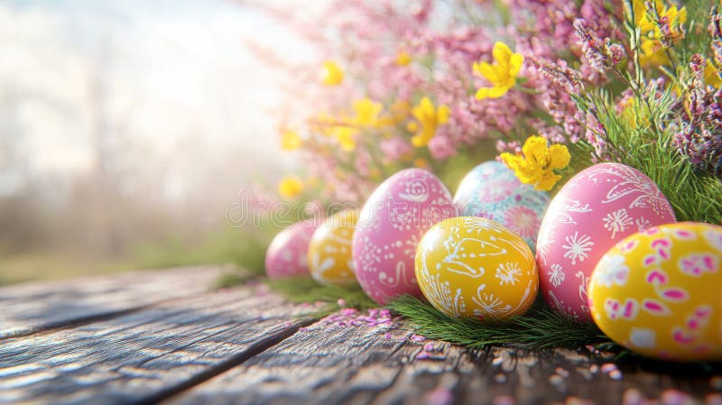 The Warm Sunlight Highlights Beautifully Decorated Easter Eggs ...