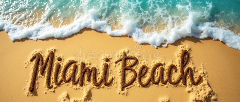 Warm Sunlight Illuminates the Smooth Sand of Miami Beach. Stock ...