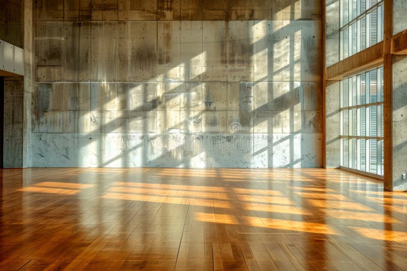 Warm Sunlight Streaming through Windows Casting Shadows and Lights on ...