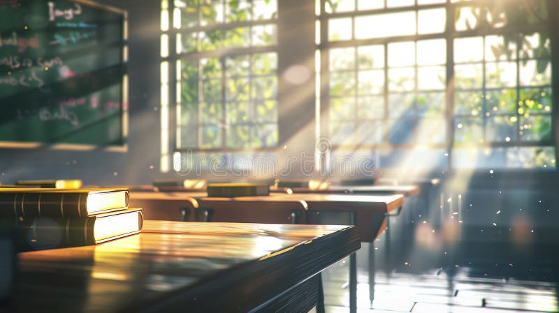 Sunlit Classroom with Floating Dust Particles â€“ a Peaceful Learning ...