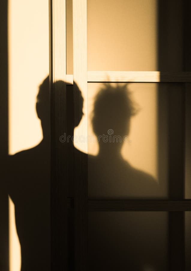 Warm Sunny Hard Shadows of Couple at Interior Stock Image - Image of ...