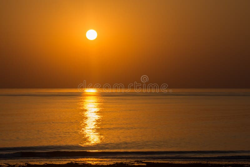 Warm Sunrise on the Beach at the Sea Stock Image - Image of spring ...