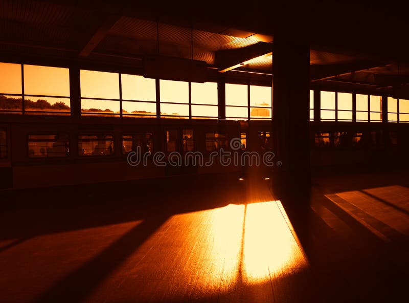 Warm Sunrise on City Metro Platform Background Stock Photo - Image of ...