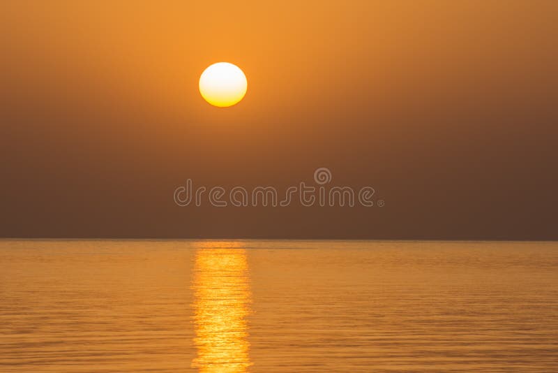 Warm Sunrise with Reflection at the Sea on Vacation Stock Image - Image ...